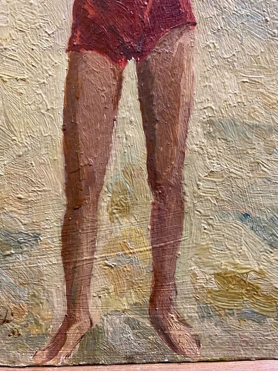 Jeune fille maillot rouge, peinture sur carton signature? | Kaufen auf ...