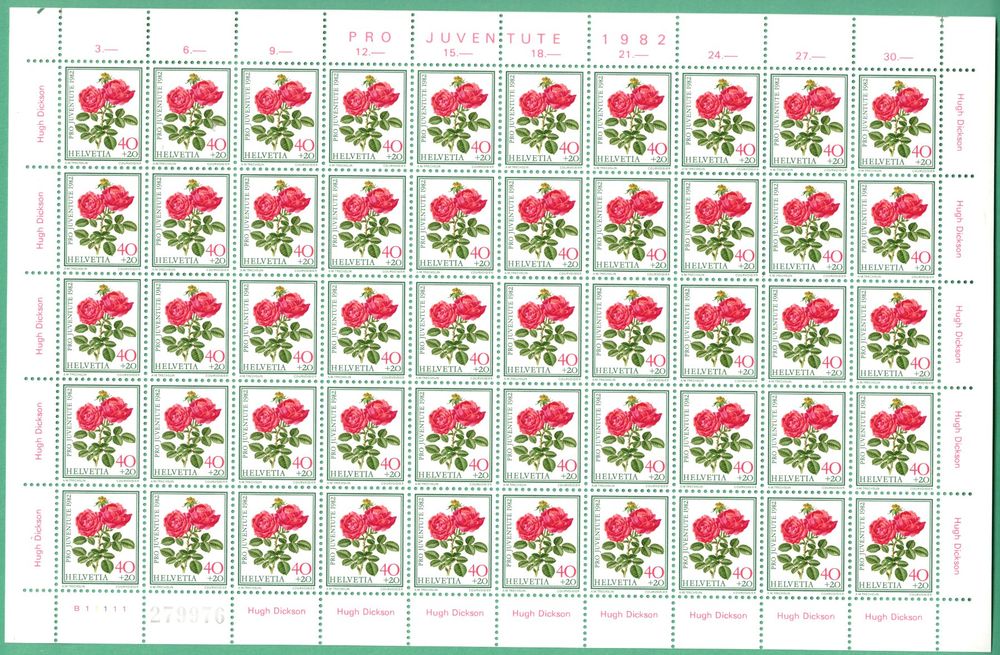 Bogen Rosen PJ 1982 Hugh Dickson postfrisch (Neu (gemäss Beschreibung ...