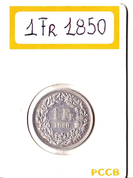 1 FRANKEN 1850 SITZENDE HELVETIA ERSTE JAHRGANG SILBER RAR!! | Kaufen auf Ricardo