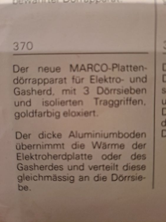 Marco Dörrapparat mit 4 Sieben (Sigg Grösse) (Gebraucht) in Wängi für ...