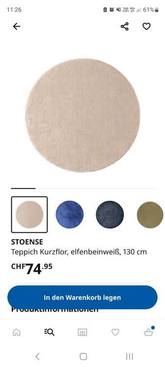 IKEA STOENSE Teppich rund 130cm | Kaufen auf Ricardo