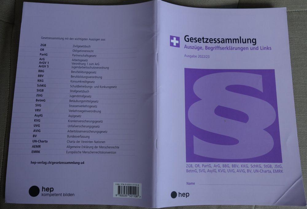Gesetzessammlung 2022/2023 (Ausgabe A4) | Kaufen auf Ricardo