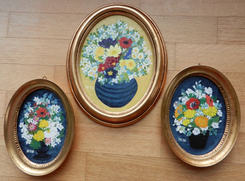 3 Frühlings-Blumenbilder, Acryl, Goldrahmen (Gebraucht) in Wolfwil für CHF 35 – mit Lieferung ...