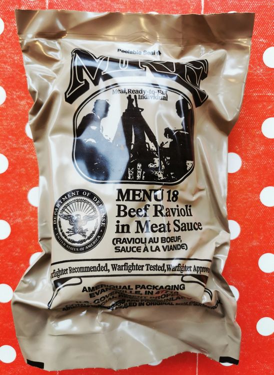 Original US Army MRE Menu #18 Beef Ravioli Insp. 1/25 (Neu und ...