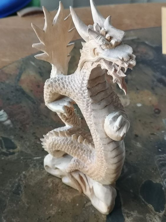 Drachen Figur Statue massiv Holz Mythen Fabelwesen Asien (Neu (gemäss ...