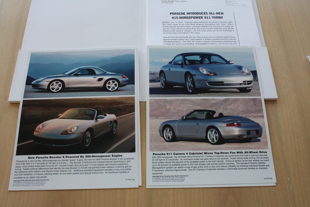 Porsche 911 Turbo & Boxster S Pressemappe/Fotos Detroit 2000 (Gebraucht ...