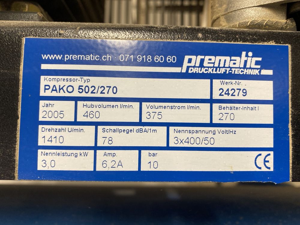 Druckluftkompressor Prematic (Gebraucht) in Eggersriet für CHF 690 ...