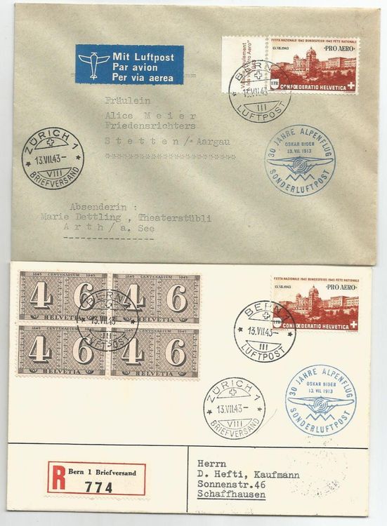 ** PRO AERO - SONDERFLUG JAHR 1943 ** | Kaufen auf Ricardo