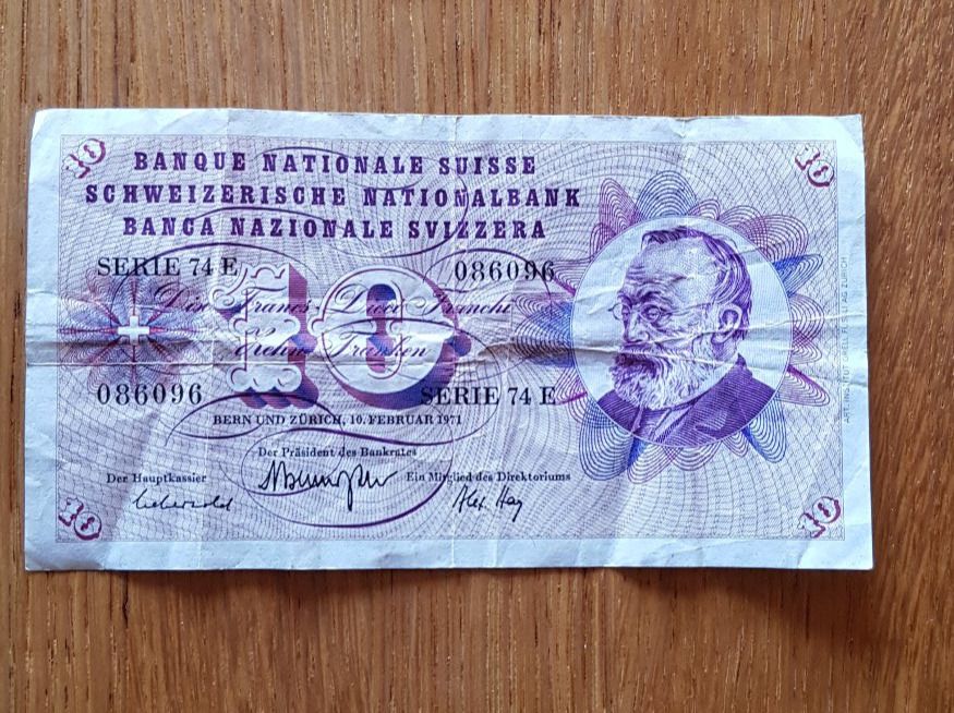 Alte 10 Franken-Banknote Schweiz (Gebraucht) in Wichtrach für CHF 3 ...