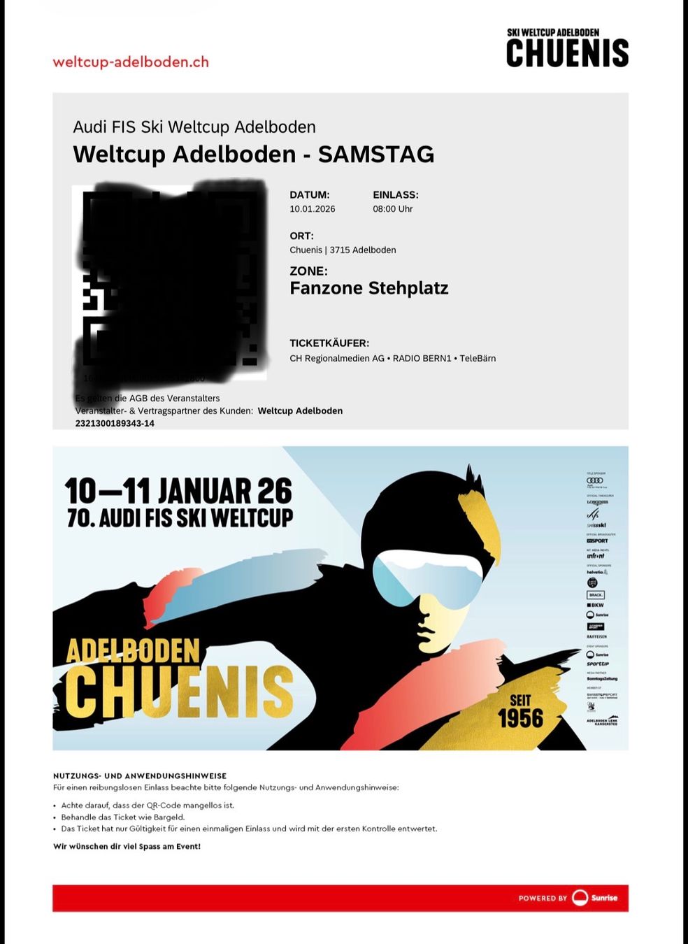 ⚠️ 2 Top Ticket Riesenslalom Adelboden Sa 10.1.26 (Neu (gemäss ...