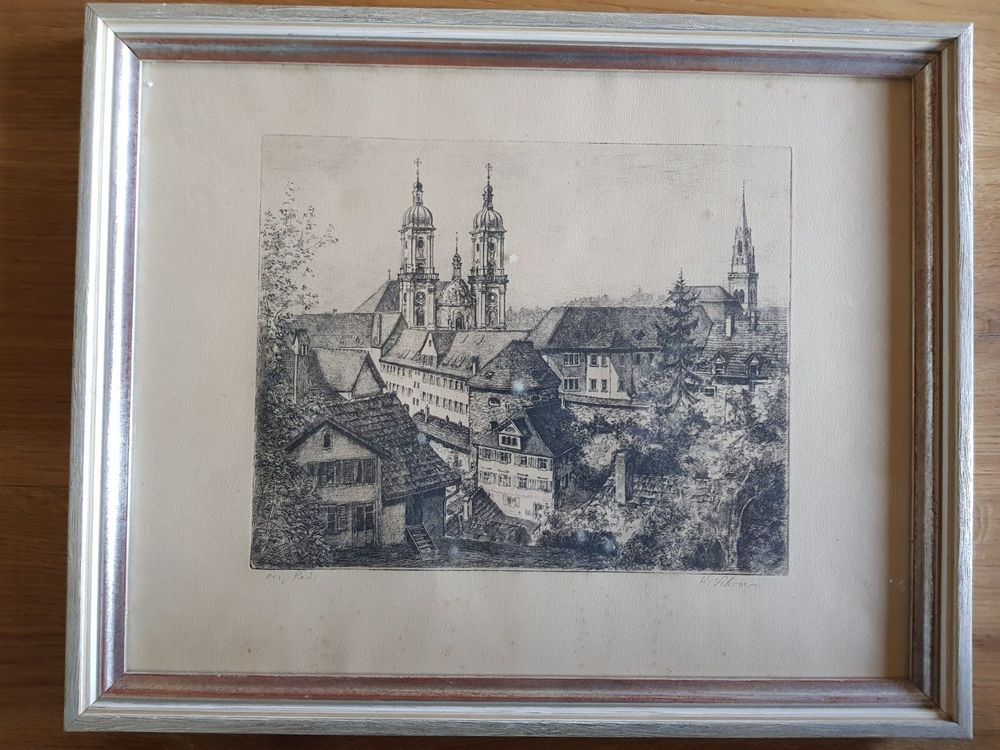 Bild Radierung von Hermann Schroer Dom Kloster St. Gallen (Gebraucht ...
