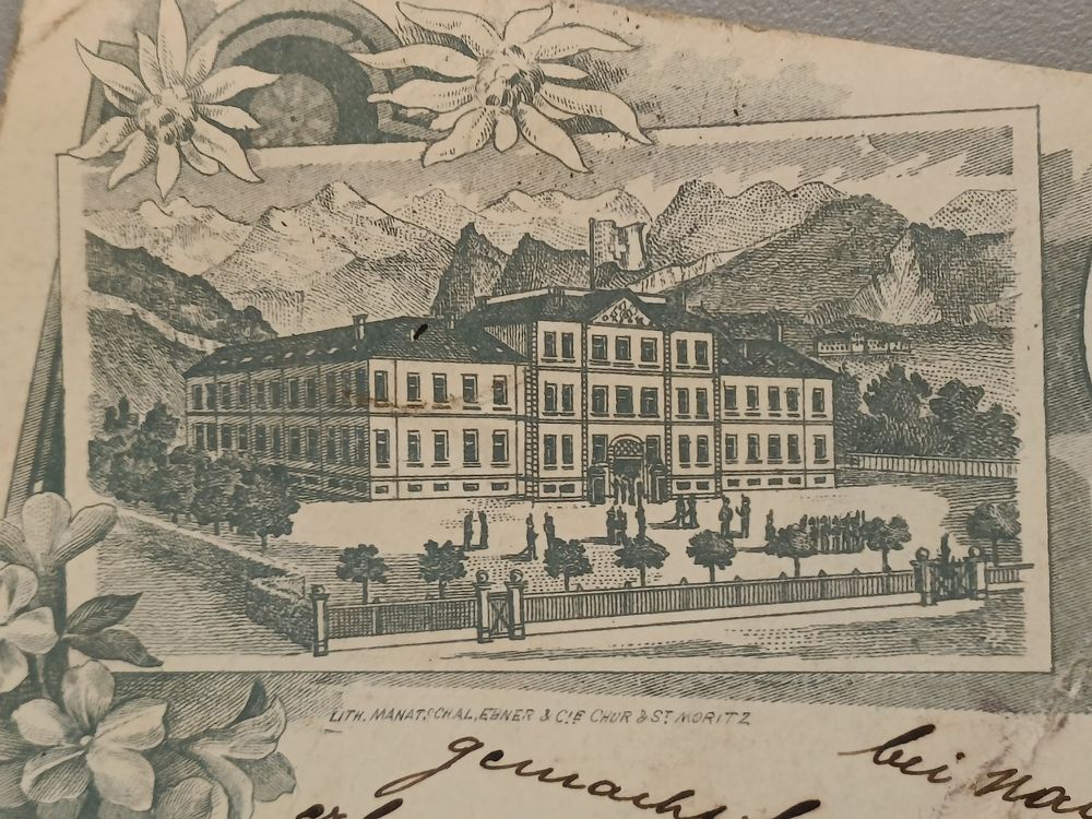 Litho PK / Gruss aus Chur - Kaserne / gelaufen 1899 (Gebraucht) in Brugg AG für CHF 10 – mit ...