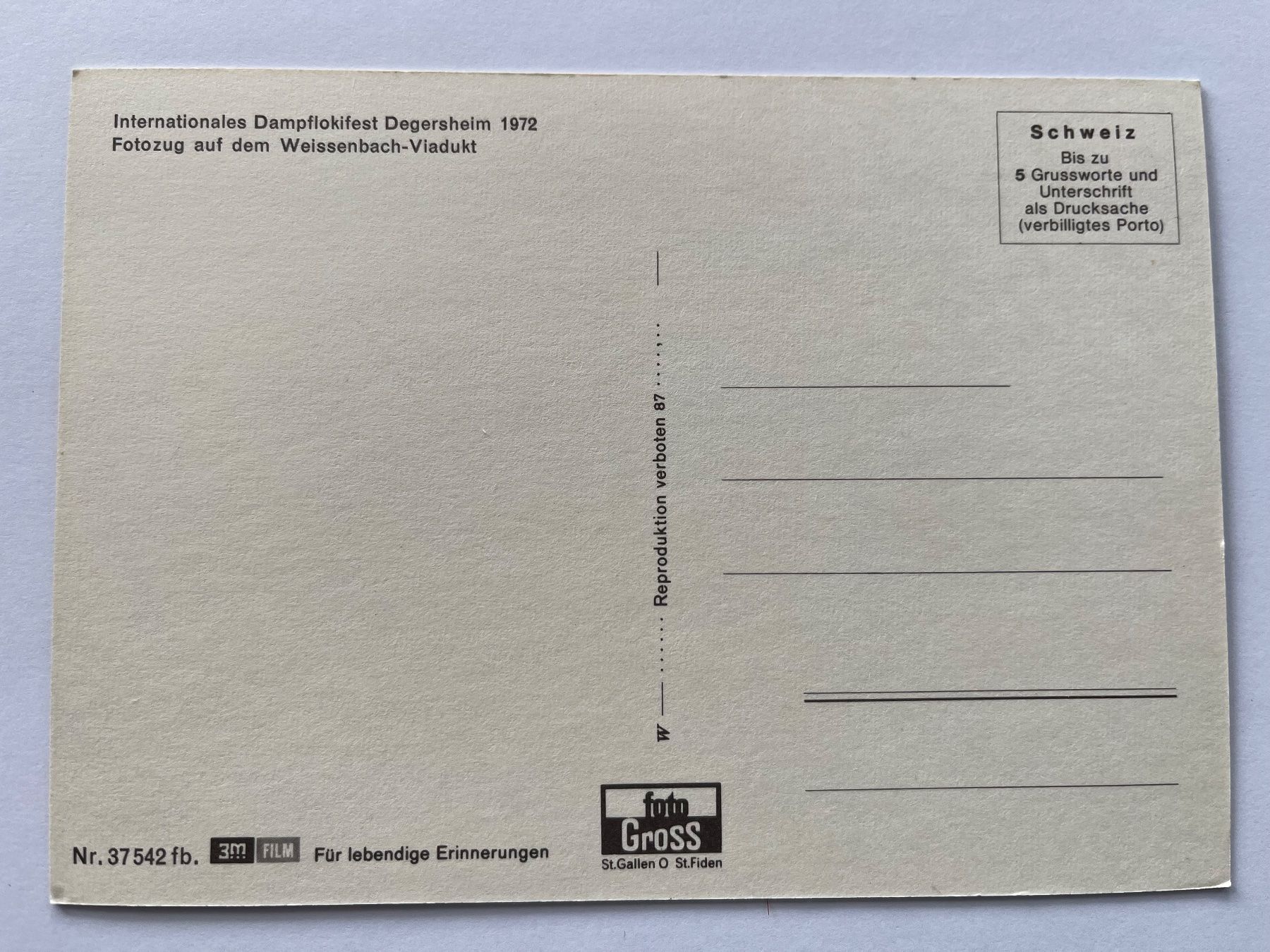 Postkarte Dampflokfest 1972, 5 Loks auf Weissenbach-Viadukt (Neu ...