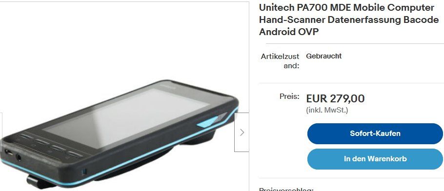 Unitech PA700 MDE Mobile Computer Hand-Scanner (Gebraucht) in Collonges ...