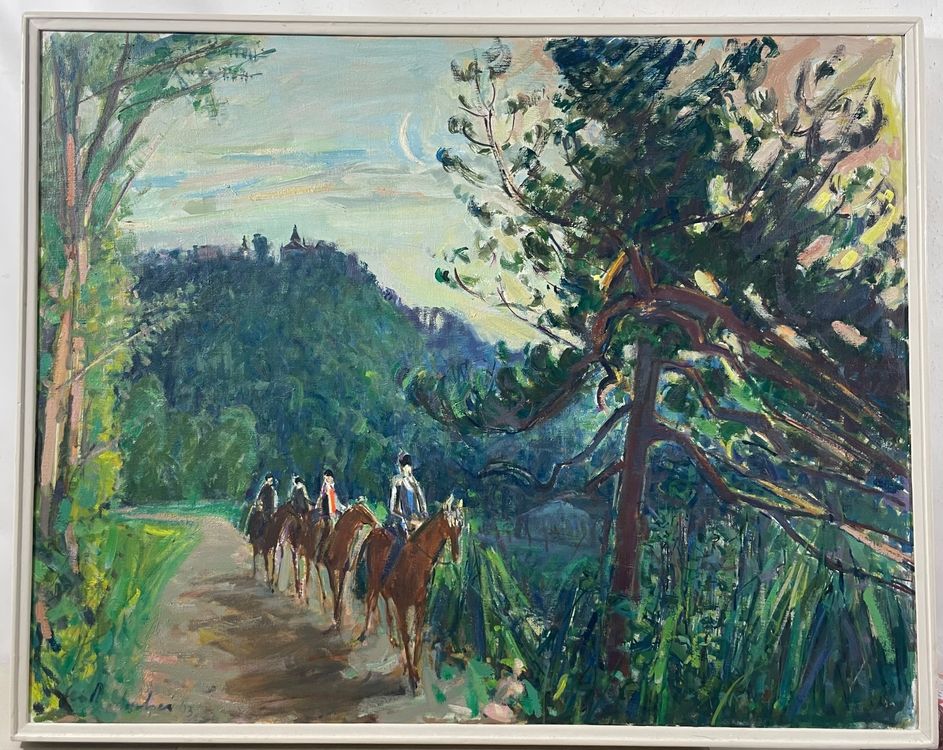 Geo Bretscher (XX) grosses Gemälde - Reitende auf Pferde (Gebraucht) in ...