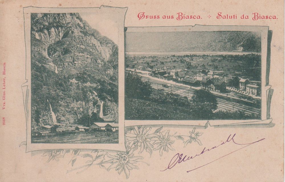 AK Biasca. Stazione e Cascata Santa Petronilla 1898 (Gebraucht) in Riva ...