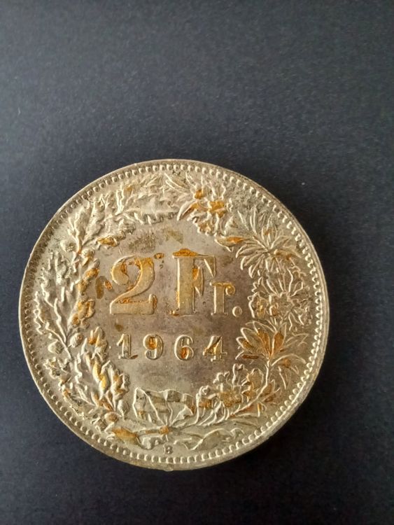 2.- Franken Münze 1964 (Gebraucht) in Riehen für CHF 4 – mit Lieferung auf Ricardo kaufen