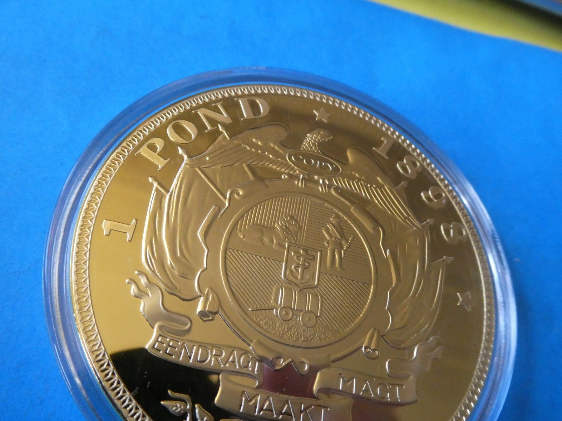 vergoldete Medaille PP 70 mm, Südafrika 1 Pond 1898 (Neu (gemäss ...