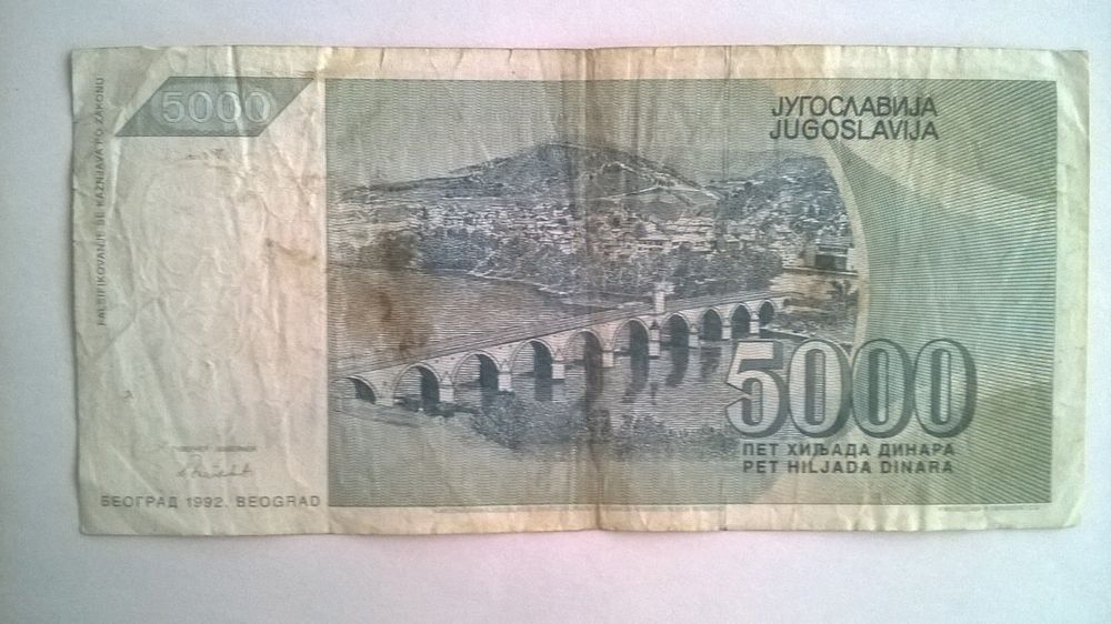 Billet banque Ex-Yougoslavie 5000 Dinars 1992 BE | Kaufen auf Ricardo