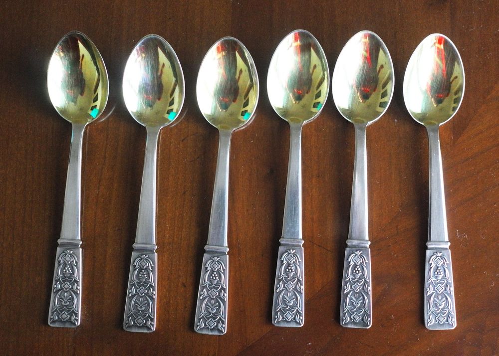 Set of 6 Soviet Russian Tea Spoons Gilt Silver 875 Art Deco (Gebraucht ...