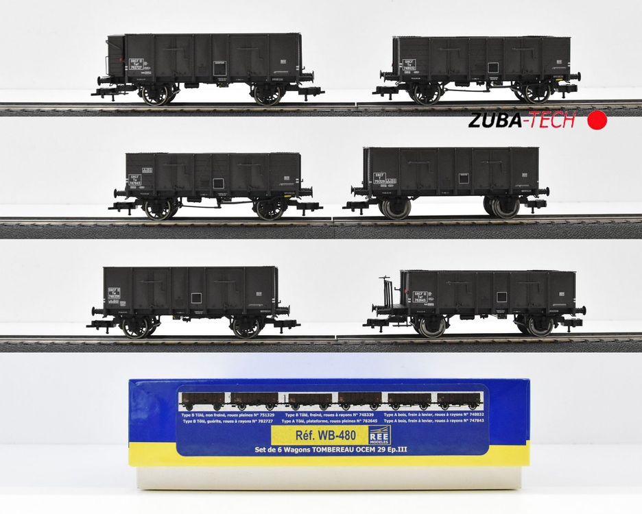 REE Models WB-480 Hochbordwagen-Set 6tlg. SNCF, H0 GS OVP (Neu (gemäss ...