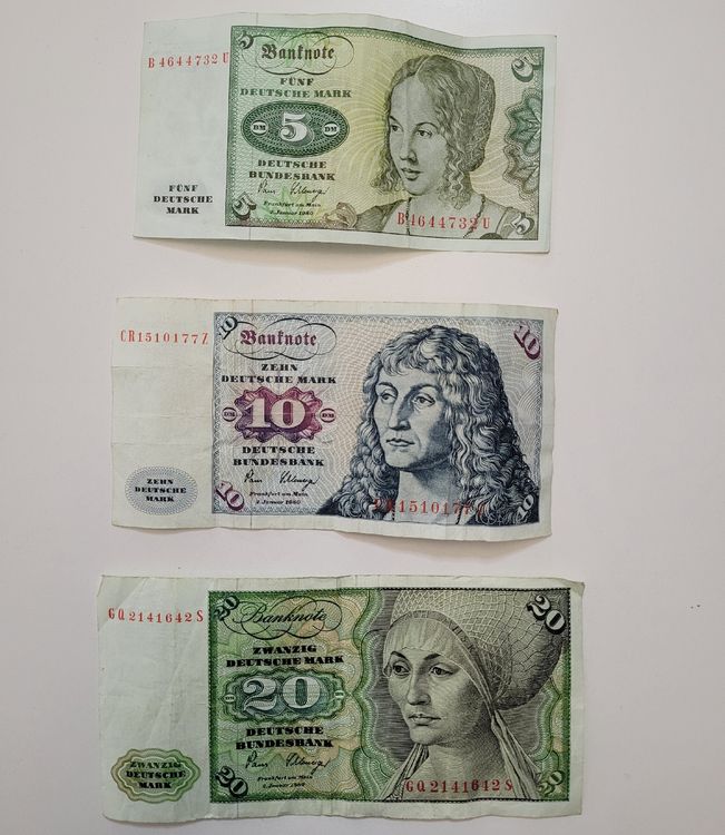 5, 10, 20 Deutsche Mark Schein Banknote 1980 (gültig) | Kaufen auf Ricardo