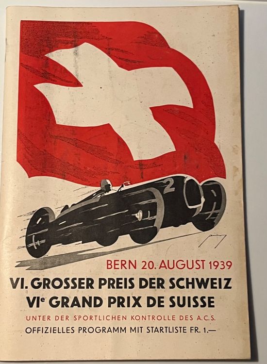 Historisches Programm GP der Schweiz 1939 mit Startliste (Gebraucht) in ...