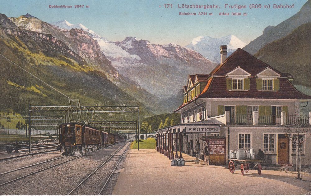 AK Lötschbergbahn Frütigen Bahnhof 1930 (Gebraucht) in Riva San Vitale ...