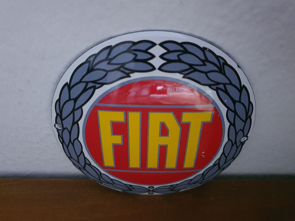 Emailschild Fiat Logo Italy Emaille Schild Reklame Retro | Kaufen auf ...