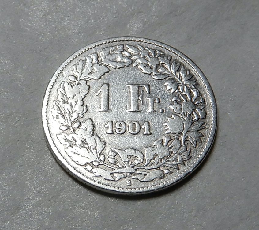 Silber Münze, 1901 , 1 Franken (Gebraucht) in Luzern für CHF 7 – mit Lieferung auf Ricardo kaufen