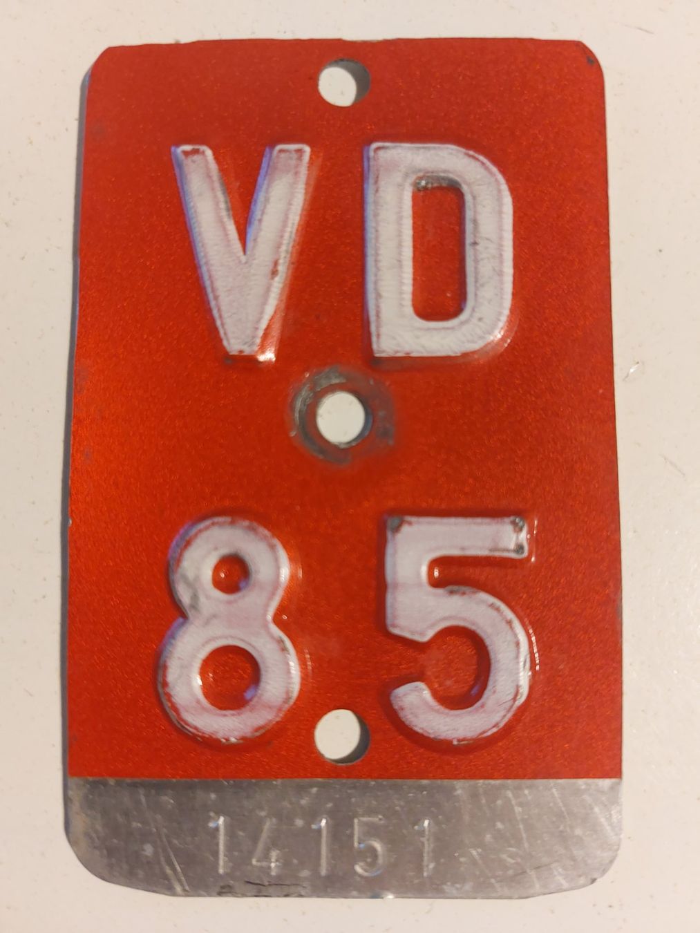 Velonummer VD 85 plaque Velo (D'occasion) à Schenkon pour CHF 10 – avec ...