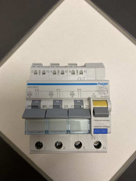 FI/LS-Schalter Hager RCBO 3P&N C16A / 30mA (Neu (gemäss Beschreibung ...