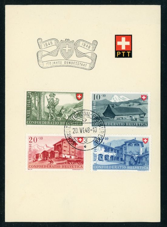 PTT Faltblatt: B38-B41 Pro Patria mit SSt. A.452, 1948 (Gebraucht) in ...
