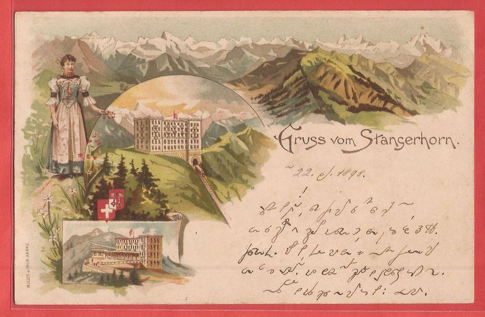 Gruss vom Stanserhorn - Litho 1898 | Kaufen auf Ricardo