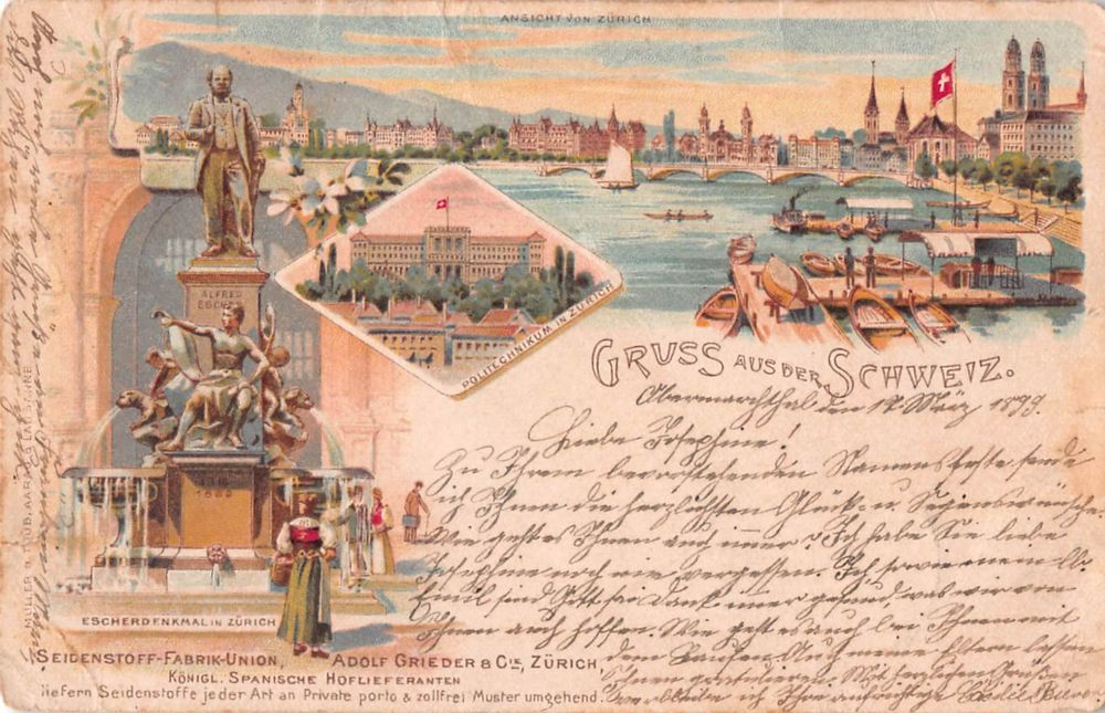 Gruss aus ZÜRICH - schöne, colorierte Postkarte 1899 | Kaufen auf Ricardo