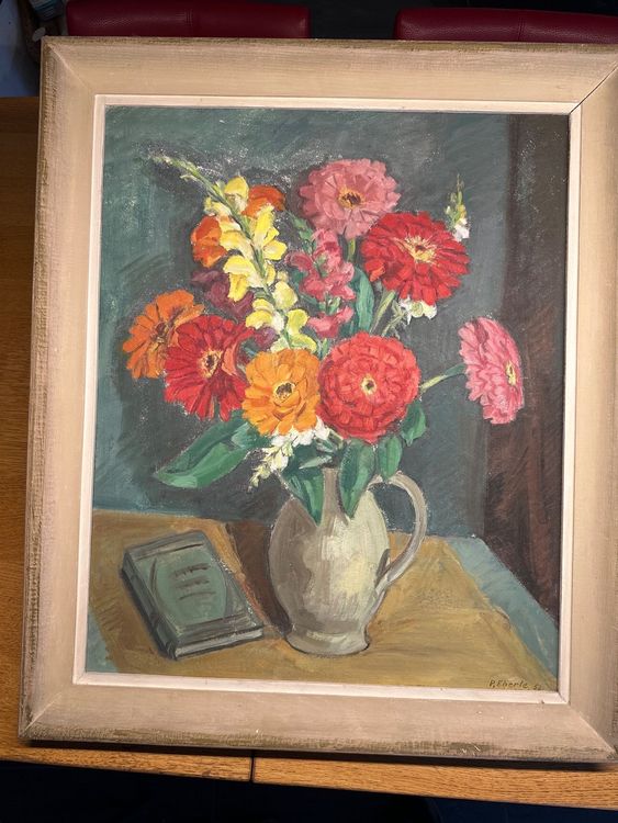 Blumenstillleben, Ölgemälde, signiert P. Eberle, 52 | Kaufen auf Ricardo