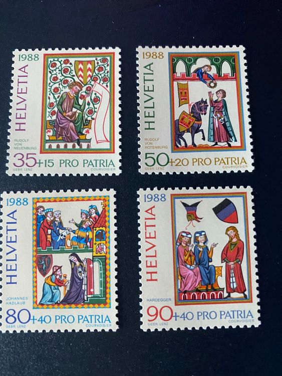 Pro Patira 1988 ** Schweizer Minnesänger ZN B219 - B222 (Neu (gemäss ...