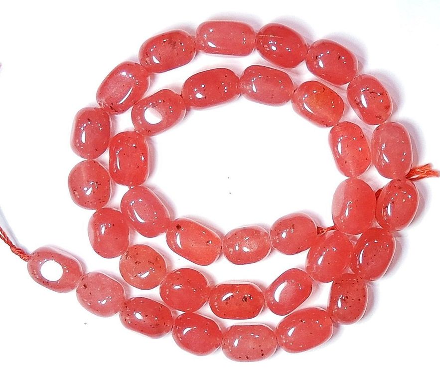 1 Strang schöne natürliche Erdbeer-Quarz Free Form Perlen (Neu (gemäss ...