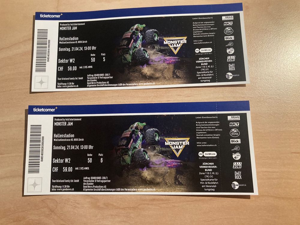 Monster Jam Tickets 21.04.24 13:00 Uhr (Neu (gemäss Beschreibung)) in ...