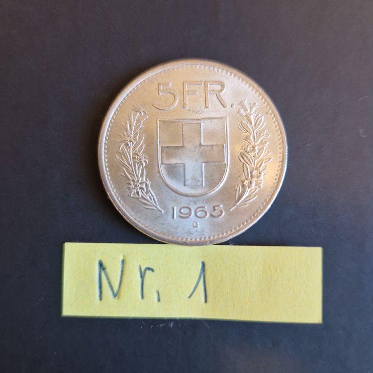 Silbermünze 5 Franken 1965 B, CH Kreuz Edelweiss | Kaufen auf Ricardo