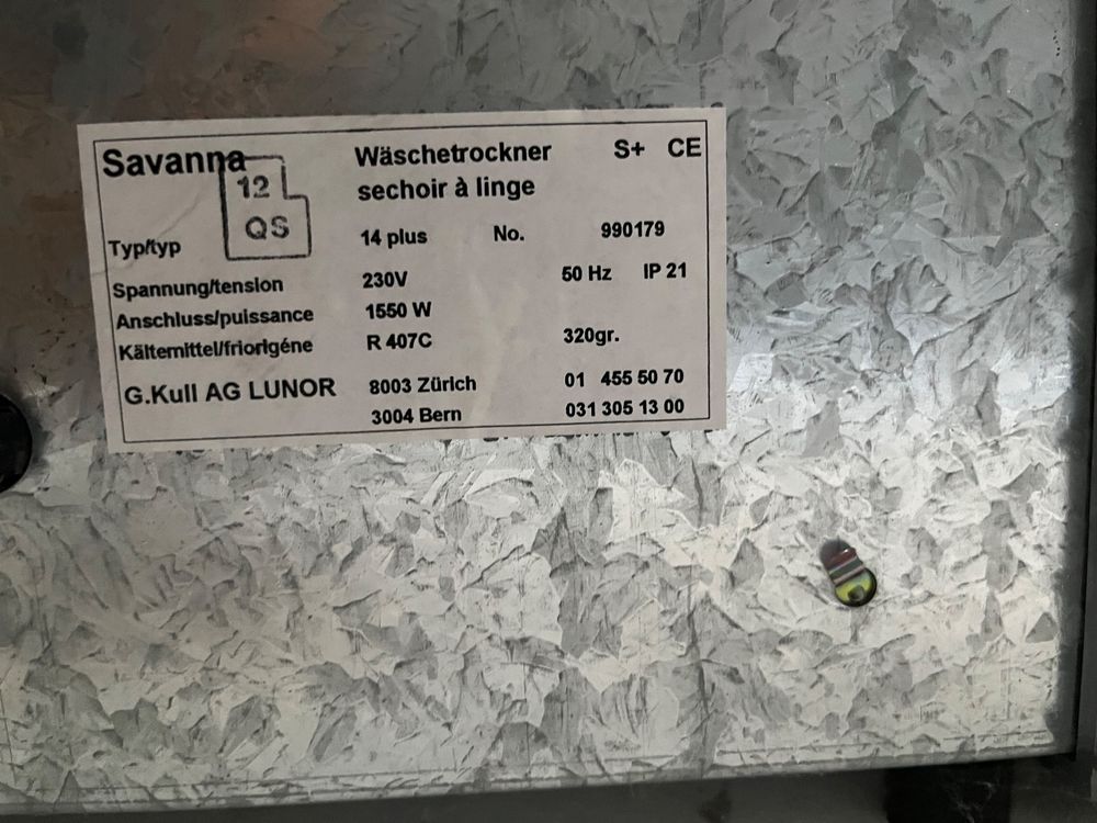 Wandwäschetrockner Savanna 14 plus (Gebraucht) in Dottikon für CHF 20 ...