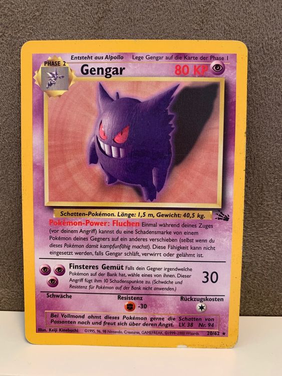 Pokemon Gengar Rare Fossil Deutsch 20/62 (Gebraucht) in Fislisbach für CHF 4 – mit Lieferung auf ...