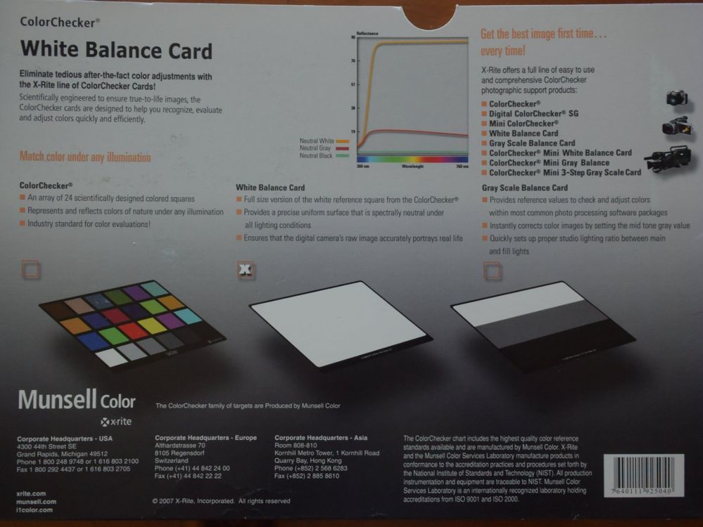 X-Rite ColorChecker White Balance + Metamerie Karte (Gebraucht) in ...