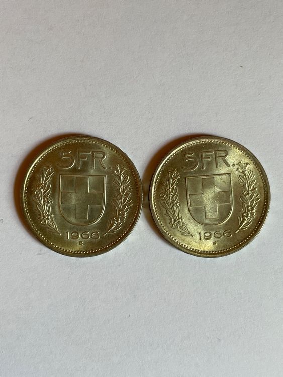 2 stk. 5.- silber 1966 (1.12) | Kaufen auf Ricardo