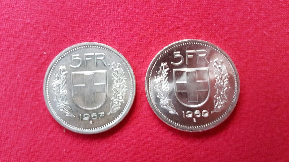 2 x 5 Franken Silbermünzen 60ger Jahre 1965-1967 ab nur 1 Fr (Gebraucht) in Camignolo für CHF 19 ...