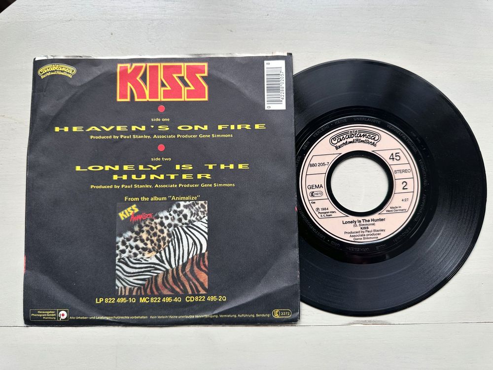 KISS GENE SIMMONS PAUL STANLEY rare Heaven's on fire Single (Gebraucht ...