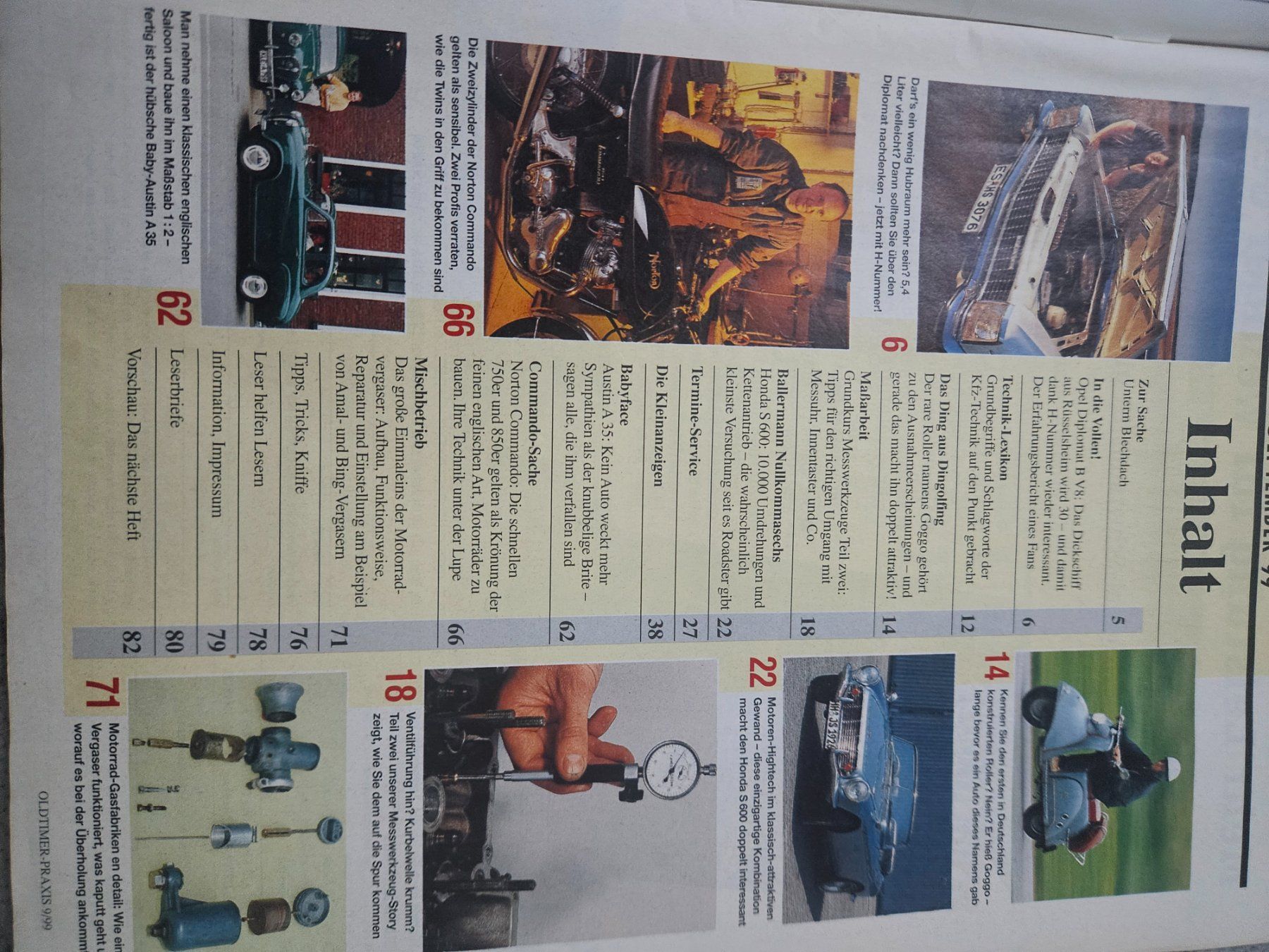 Oldtimer Praxis 9/99 Opel Diplomat V8 Honda S600 Norton xx (Gebraucht ...