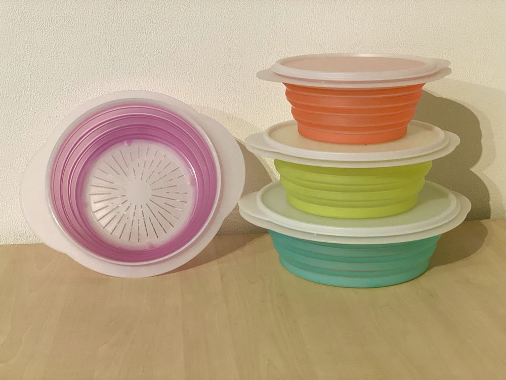 Tupperware Mini-Max Faltbare Schüssel 2l, 1.5l, 950ml + Sieb | Kaufen auf Ricardo