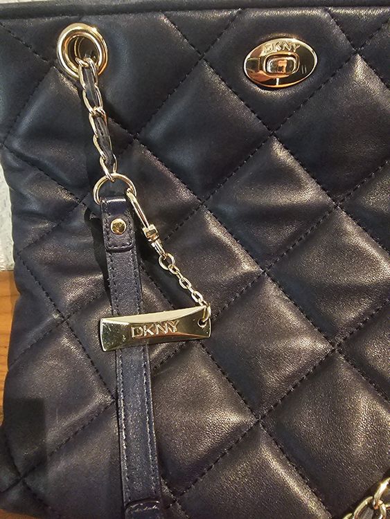 👜 DKNY Damenhandtasche – gesteppte Leder – Dunkelblau (Gebraucht) in ...