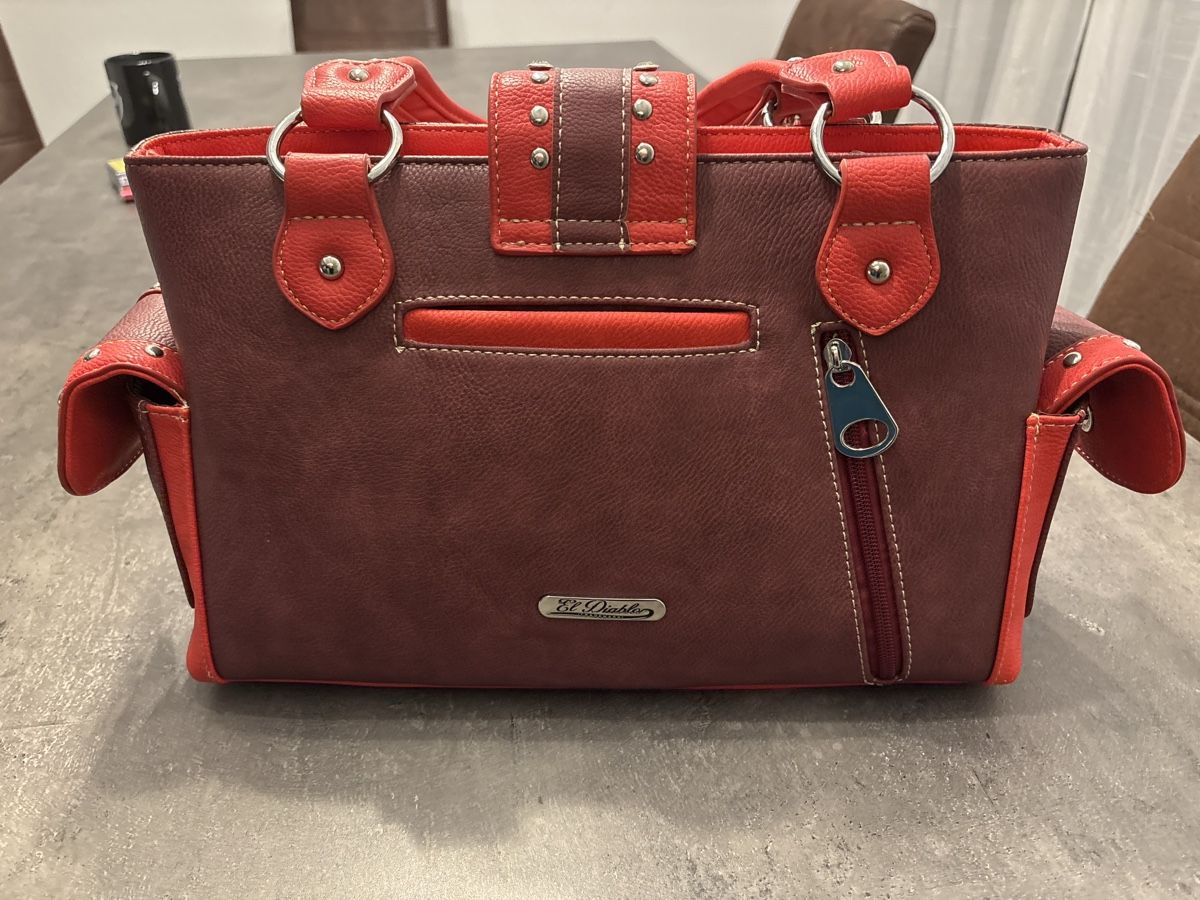 Sac à main original El Diablo, rouge et bordeaux stylé! (Neuf (Voir ...